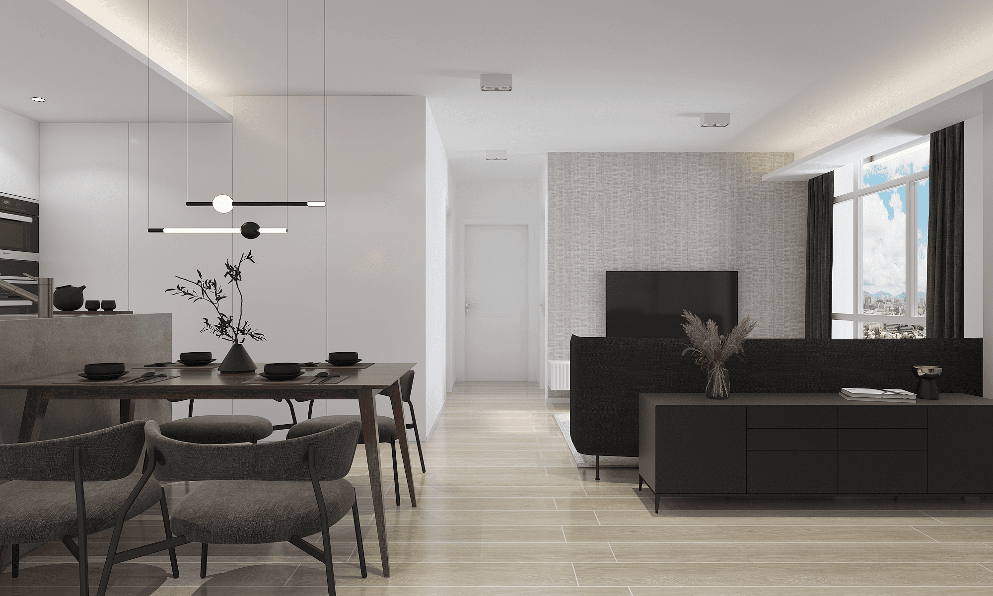 Taikoo Shing - A Stylish Living Unit in Black and White - Inbloom Concept